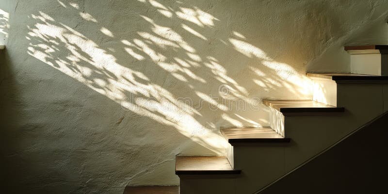 Tree Shadow Cast on Wall Behind Staircase Creates a Striking Visual ...