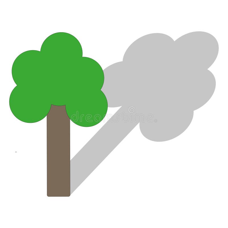 Tree with Shadow. Green Nature Icon. Minimalistic Vector Symbol Stock ...