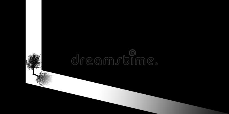Tree and Shadow Illustration in Black and White Stock Illustration ...