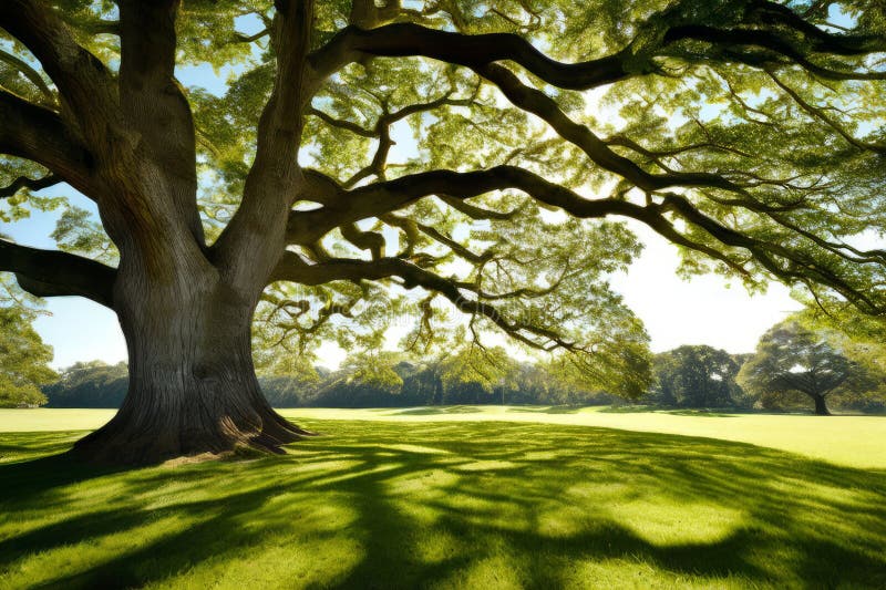 Tree Shadow a Long Intricate Pattern Cast by a Large Oak Tree Un Stock ...