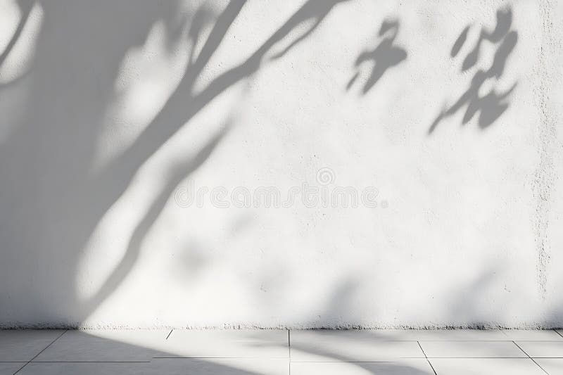 Tree Shadow on White Wall and Floor Stock Illustration - Illustration ...