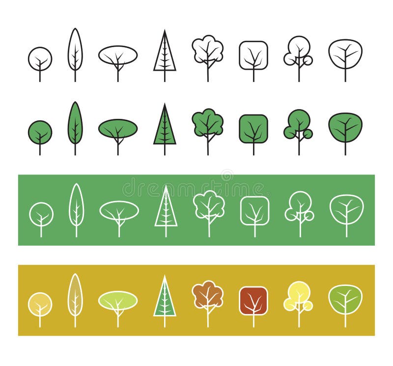 Tree Shape Collection stock vector. Illustration of fall - 129713689