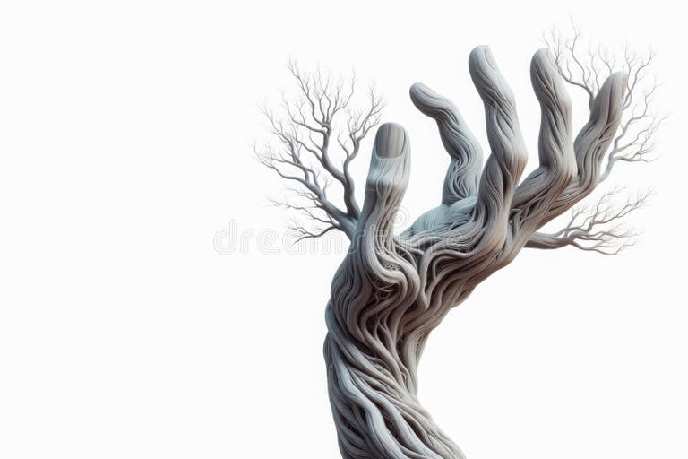 A Tree in the Shape of a Hand with Branches. Space for Text. Stock ...