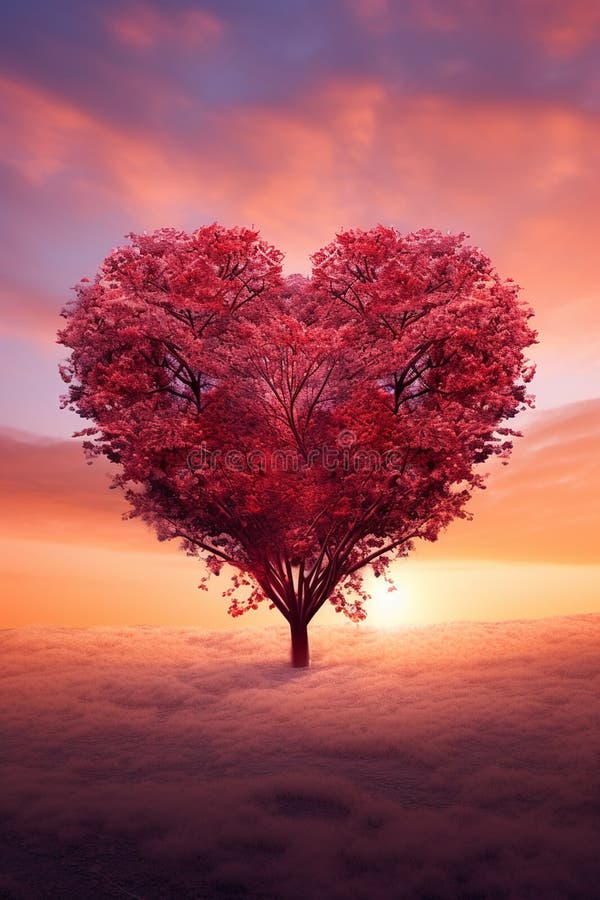 Tree in the Shape of a Heart. Generative AI, Stock Image - Image of ...