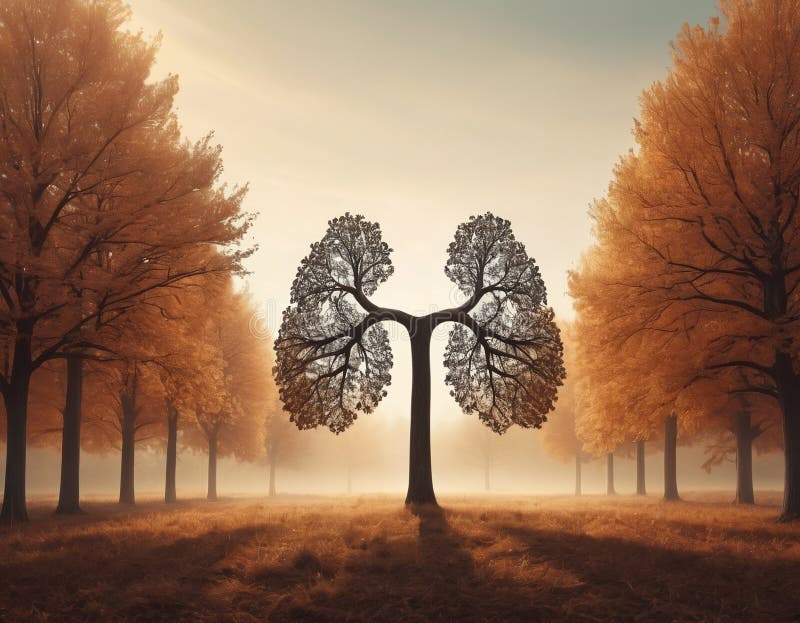 Tree in the Shape of Human Lungs, Ecology Stock Illustration ...