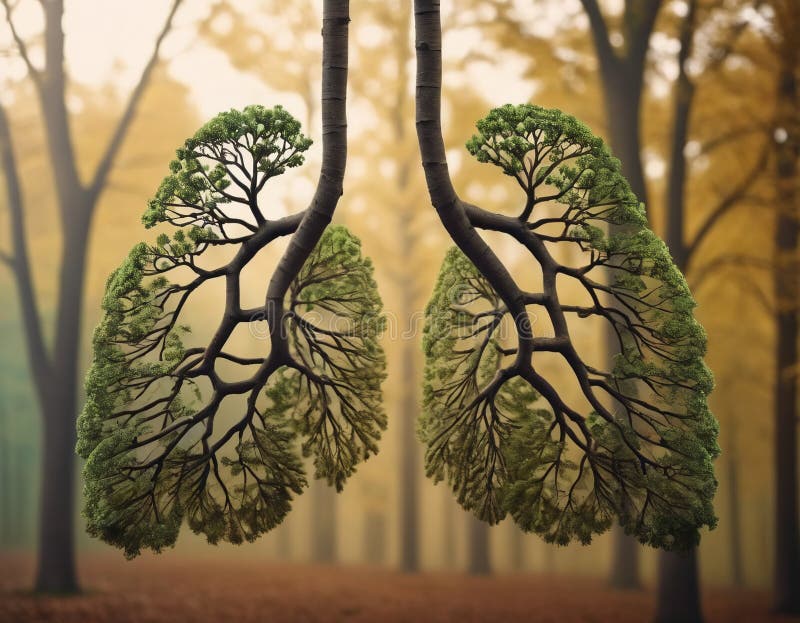 Tree in the Shape of Human Lungs, Ecology Stock Illustration ...