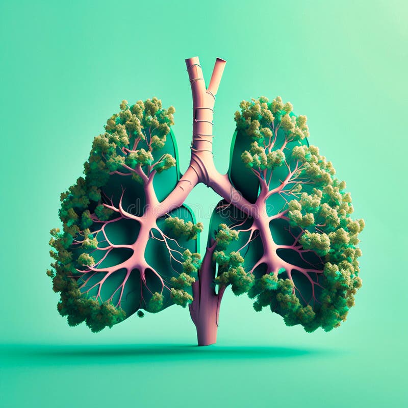 Tree in the Shape of a Set of Lungs, Generative AI Stock Illustration ...