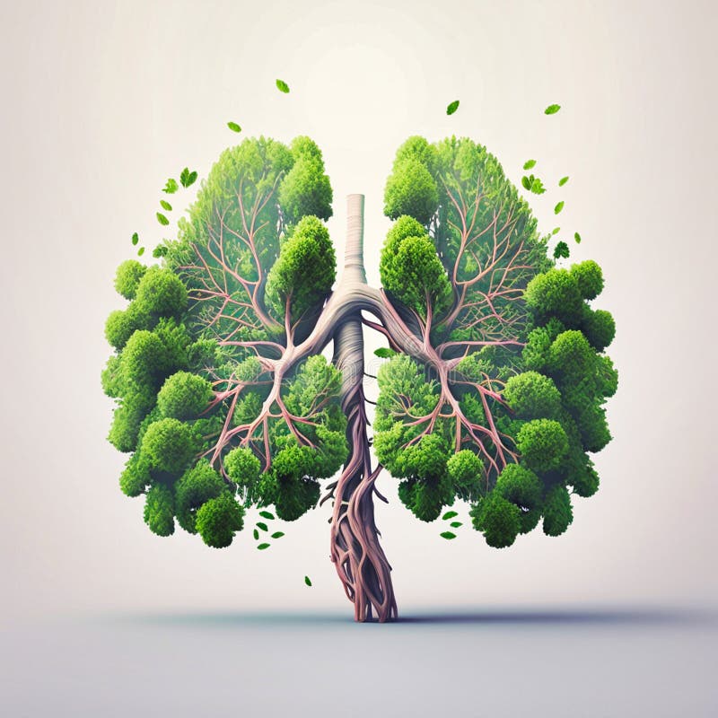 Tree in the Shape of a Set of Lungs, Generative AI Stock Illustration ...