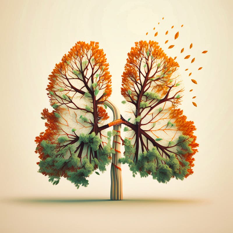 Tree in the Shape of a Set of Lungs, Generative AI Stock Illustration ...