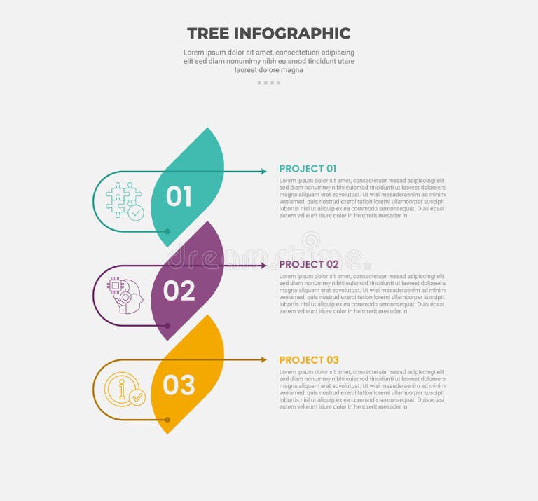 Tree Shape Visualization Infographic Outline Style with 3 Point ...