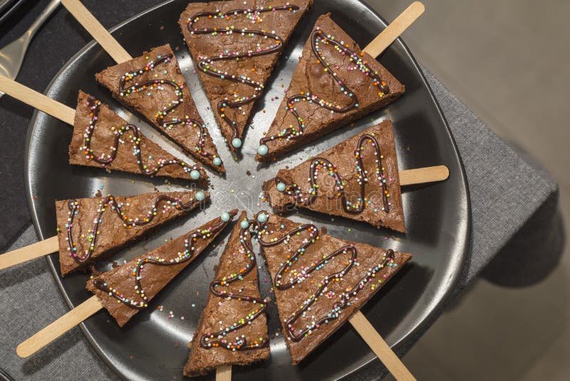 Triangle Shaped Chocolate Cake Close Up Stock Image - Image of home ...