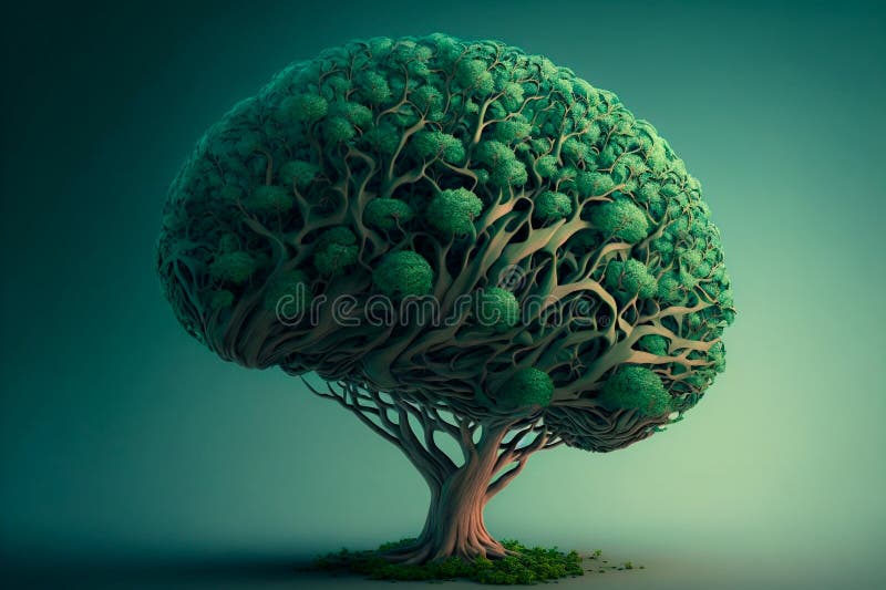 A Tree Shaped Like a Human Brain Symbolizes the Growth and Development ...