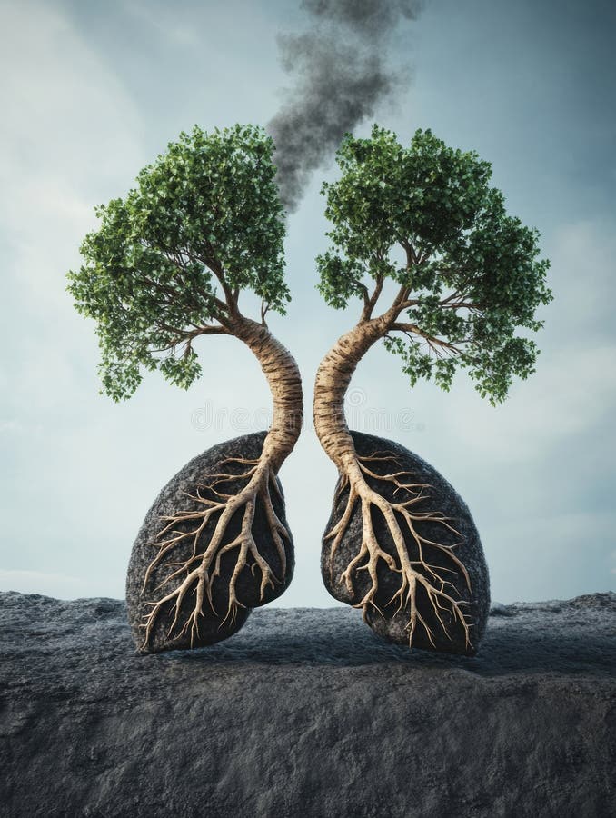 Tree Shaped Like Human Lungs Symbolizes Breath and Nature, Illustrating ...