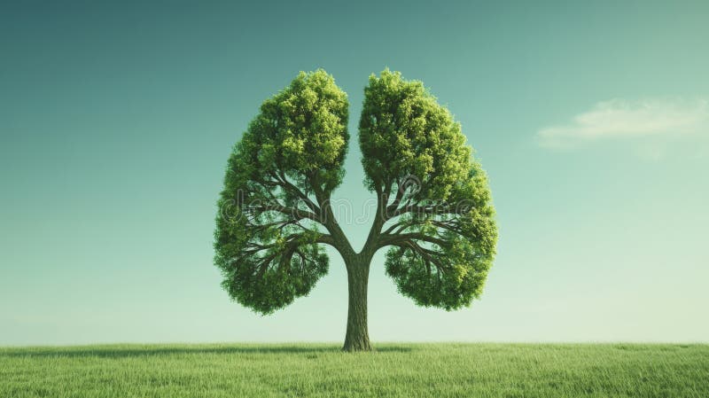 Tree Shaped Like Lungs on Green Background Stock Illustration ...