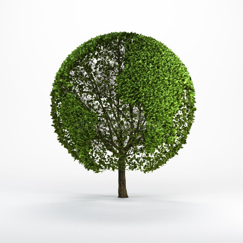 Tree Shaped Like the World Map Stock Illustration - Illustration of ...