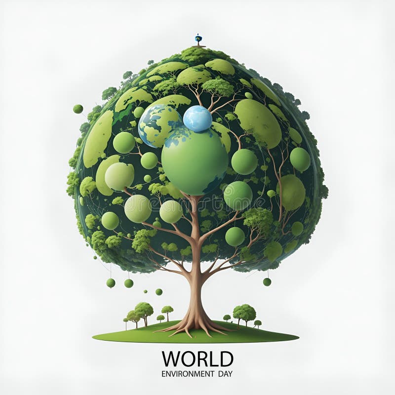 Tree Shaped Like the World Map. Generative Ai Stock Illustration ...