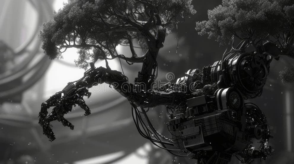 Tree-shaped Robotic Structure in Futuristic Setting Stock Photo - Image ...