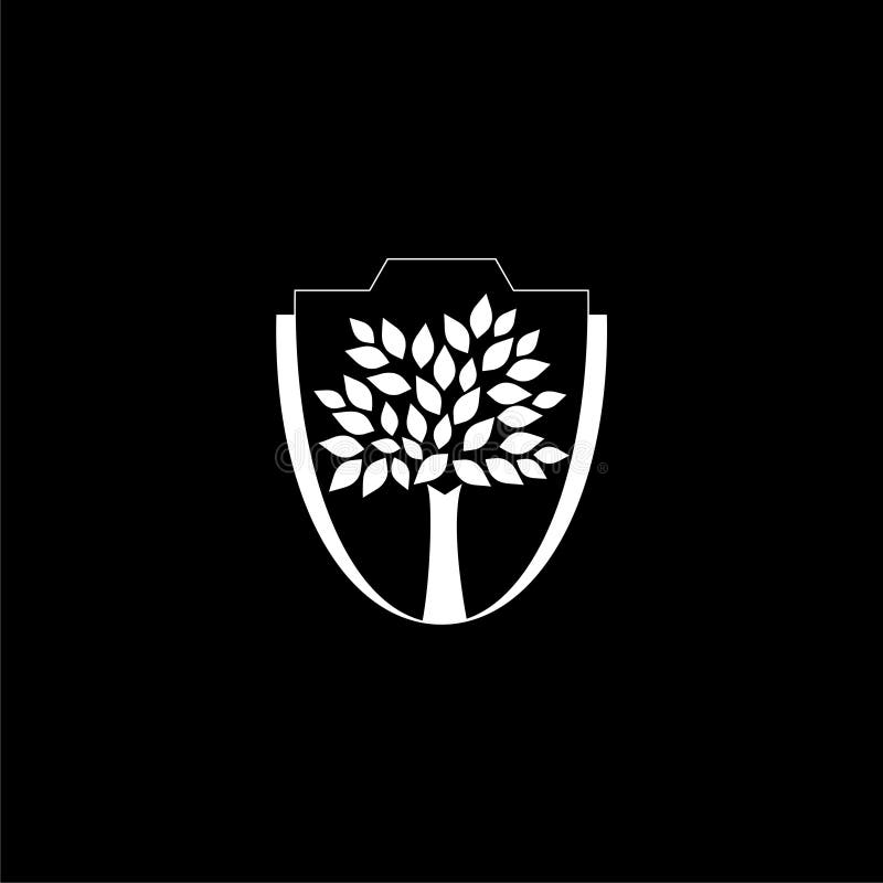 Tree Shield Icon Isolated on Dark Background Stock Vector ...
