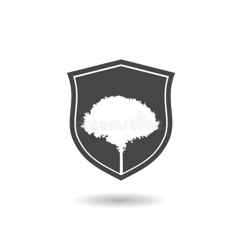 Tree Shield Icon with Shadow Stock Vector - Illustration of icon ...