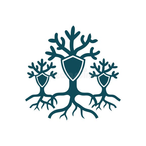 Tree Shield Logo: Network Security, Defense, and Root Protection Symbol ...