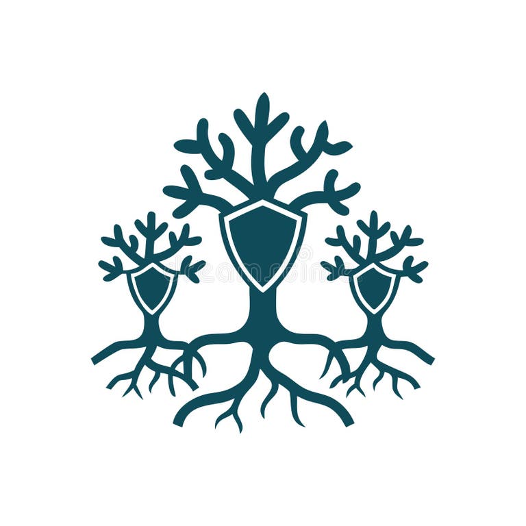 Tree Shield Logo: Network Security, Defense, and Root Protection Symbol ...