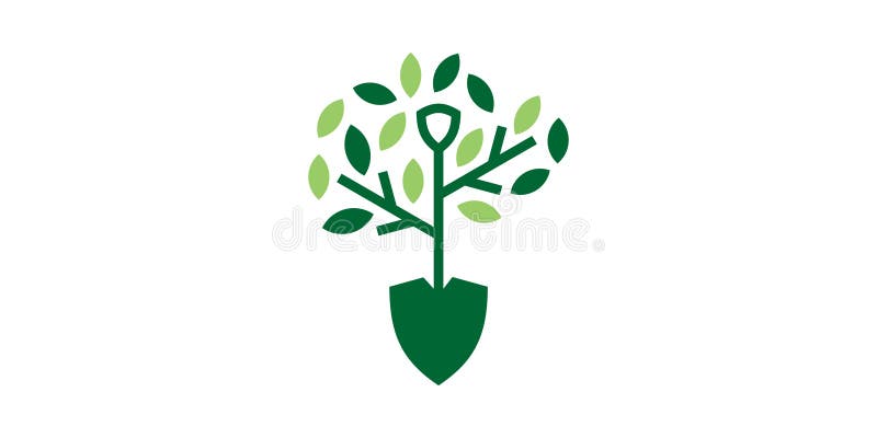 Tree and Shovel Logo Design, Garden Stock Vector - Illustration of ...