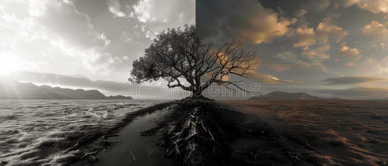 Tree is Shown in Different Stages of Life, Duality and Opposites ...