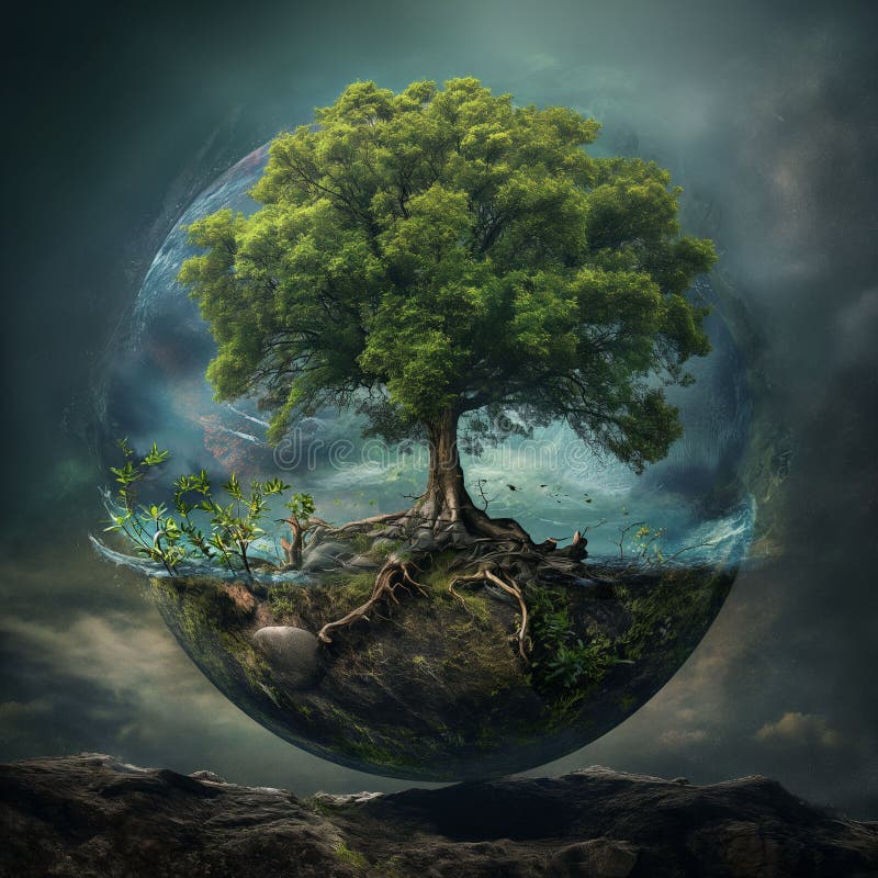 Growth of a Tree from the Ground Stock Illustration - Illustration of ...