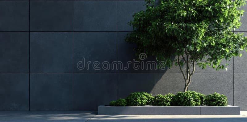 Tree and Shrubs Flourish Near Modern Building, Urban Greenery and ...