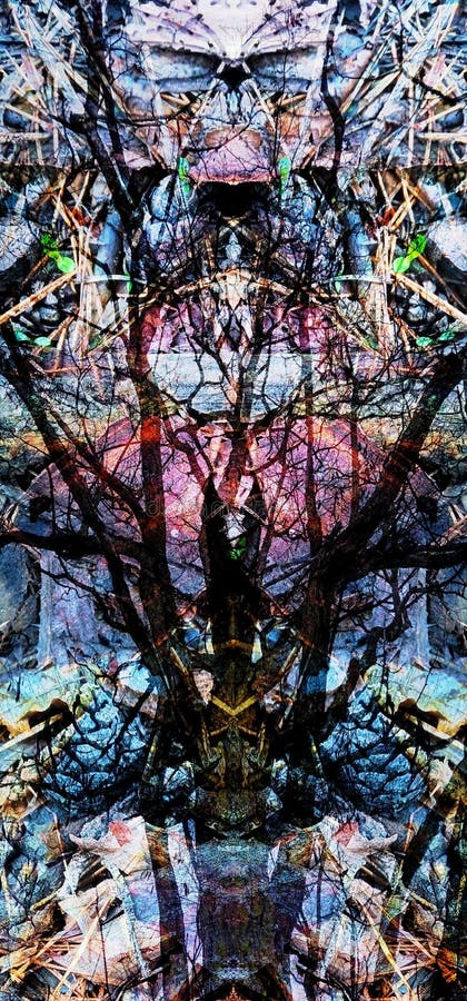 Tree Silhouette on the Abstract Ornamental Background Stock ...