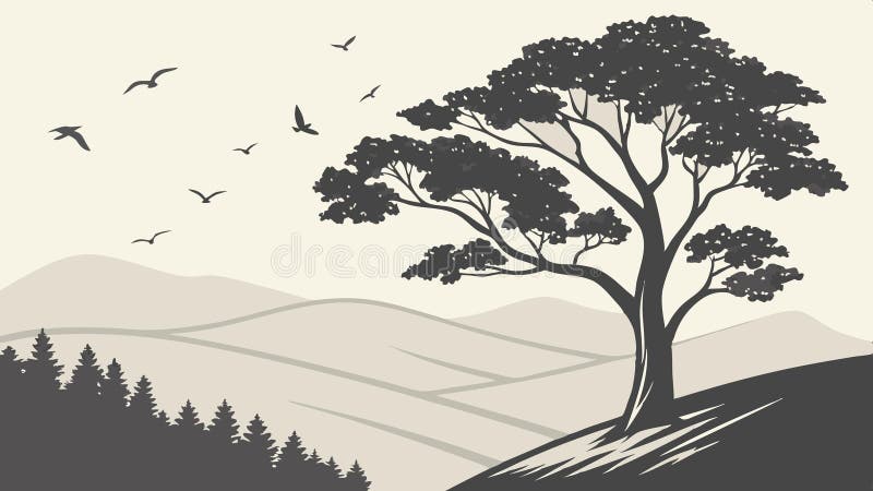 Tree Silhouette Against Sky, Nature Outline, Minimalist Tree, Simple ...