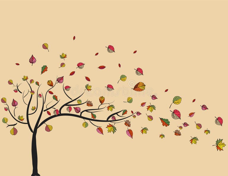 Tree Falling Leaves Silhouette Stock Illustrations – 4,152 Tree Falling ...