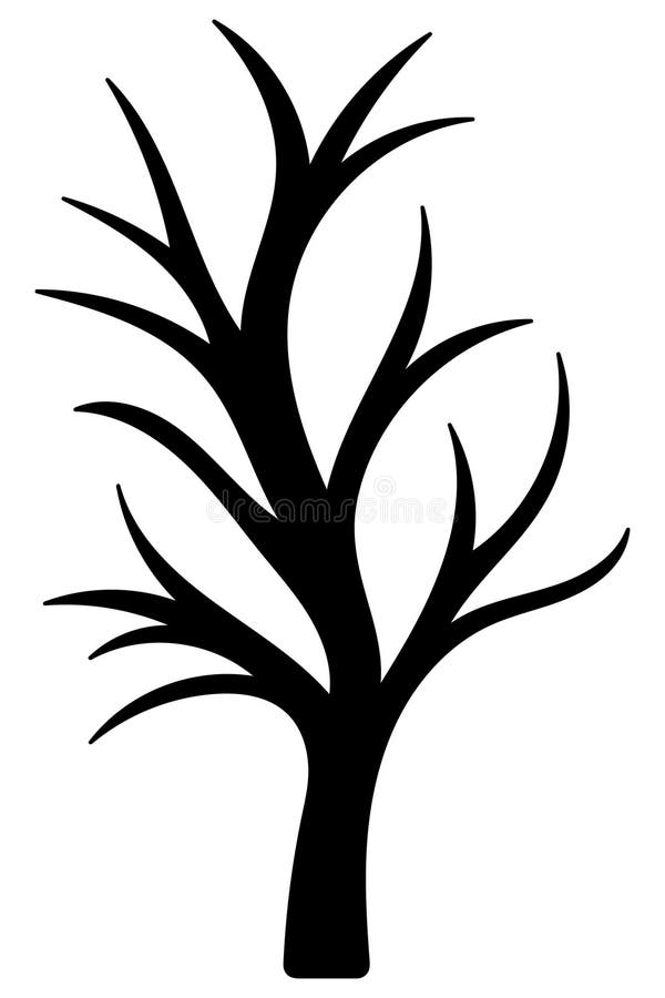 Tree. Silhouette. Curved Branches without Leaves. Vector Illustration ...