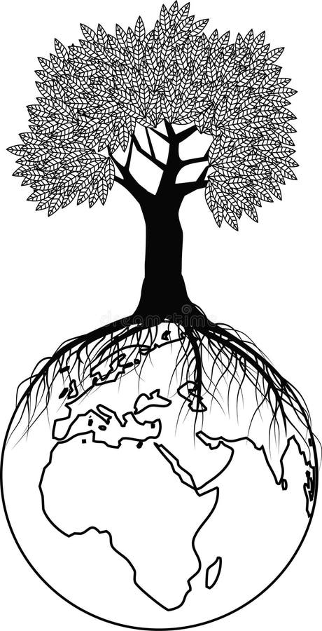 Tree Silhouette On The Globe Stock Vector - Illustration of isolation ...