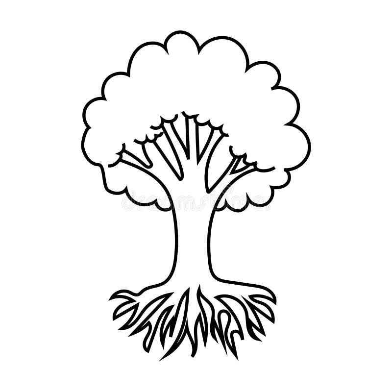 Tree Silhouette Icon. Branch Structure Detail. Root System Base. Vector ...