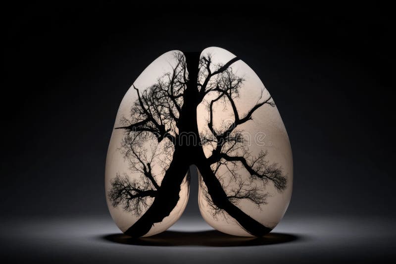 Tree Silhouette Inside Lungs Symbolizing Nature and Respiration ...