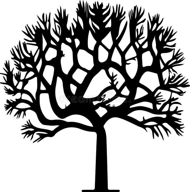 Tree Silhouette Isolated on White Background Stock Vector ...