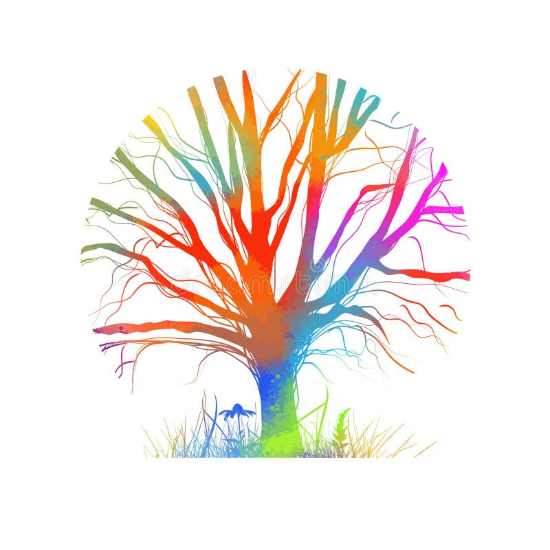 Tree Colorful Silhouette Logo. Magic Rainbow Tree. Vector Illustration ...
