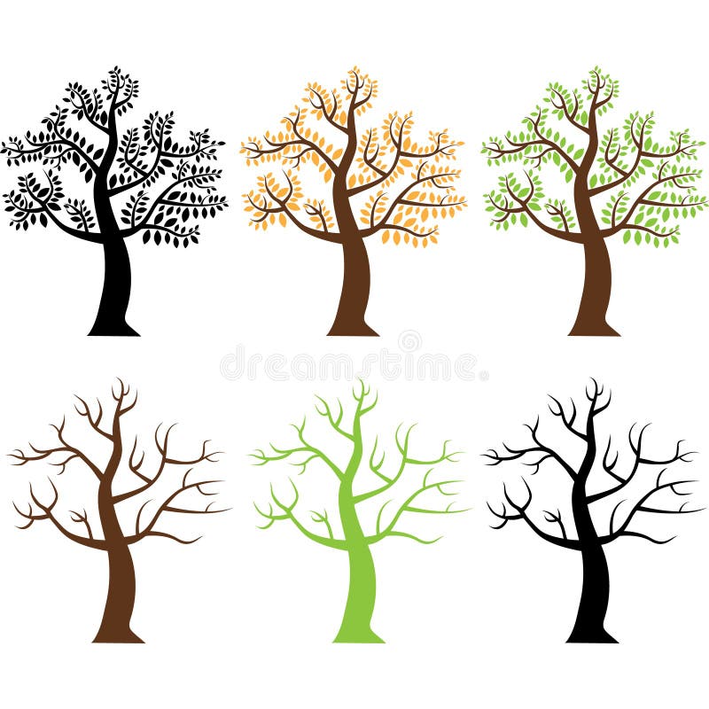 Colorful Tree Silhouette stock vector. Illustration of border - 70900492