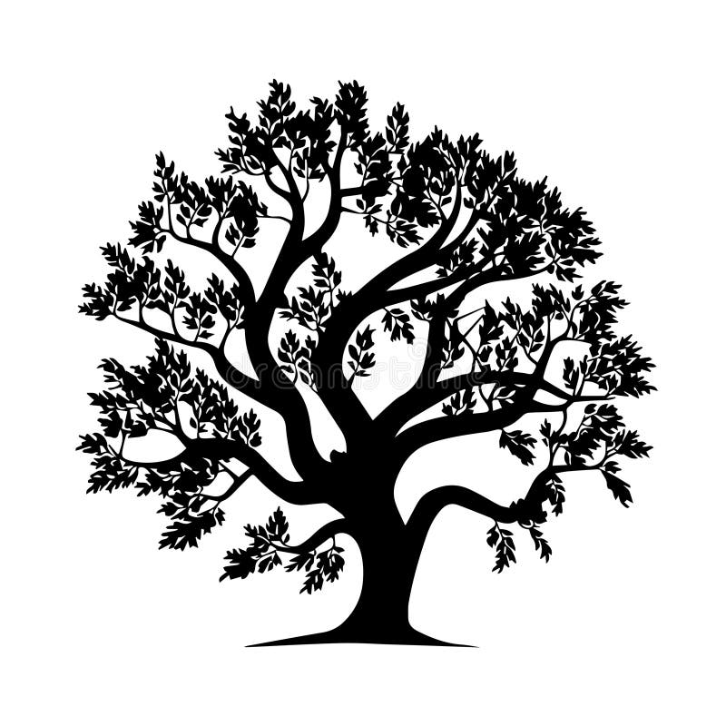 Tree Silhouette Vector Art Illustration with White Background Stock ...