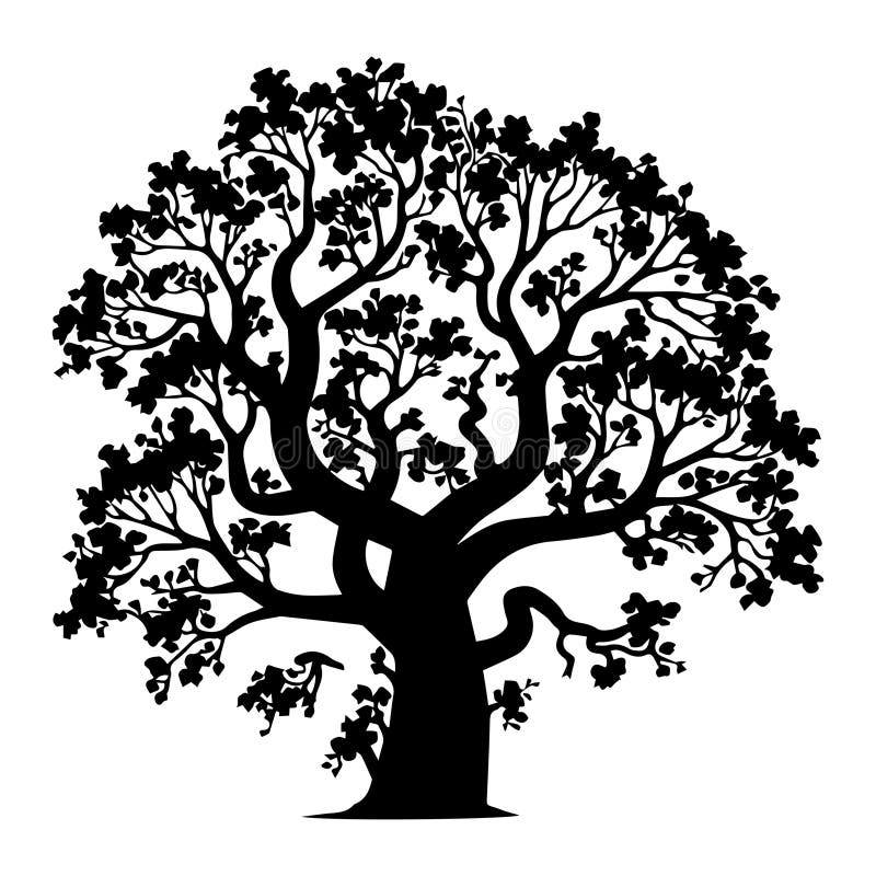 Tree Silhouette Vector Art Illustration with White Background Stock ...