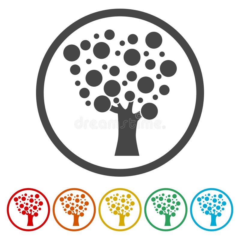 Tree Simple Icons Set - Illustration Stock Vector - Illustration of ...