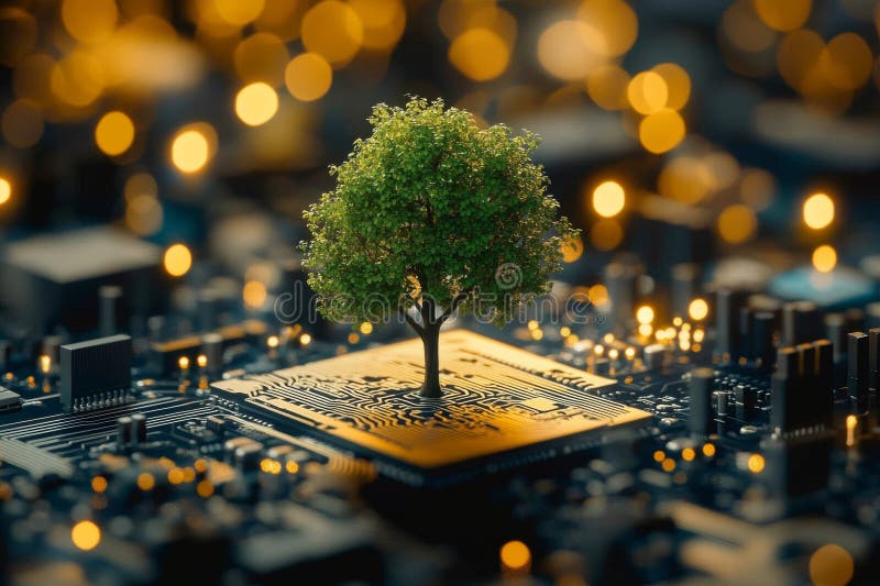 A Tree Situated at the Convergence of a Computer Circuit Board ...