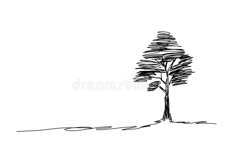 One Line Drawing Oak Tree Stock Illustrations – 243 One Line Drawing ...
