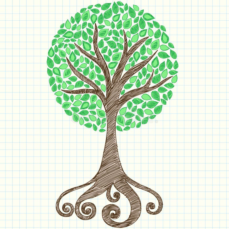 Tree Sketchy Notebook Doodle on Graph Paper Stock Vector - Illustration ...