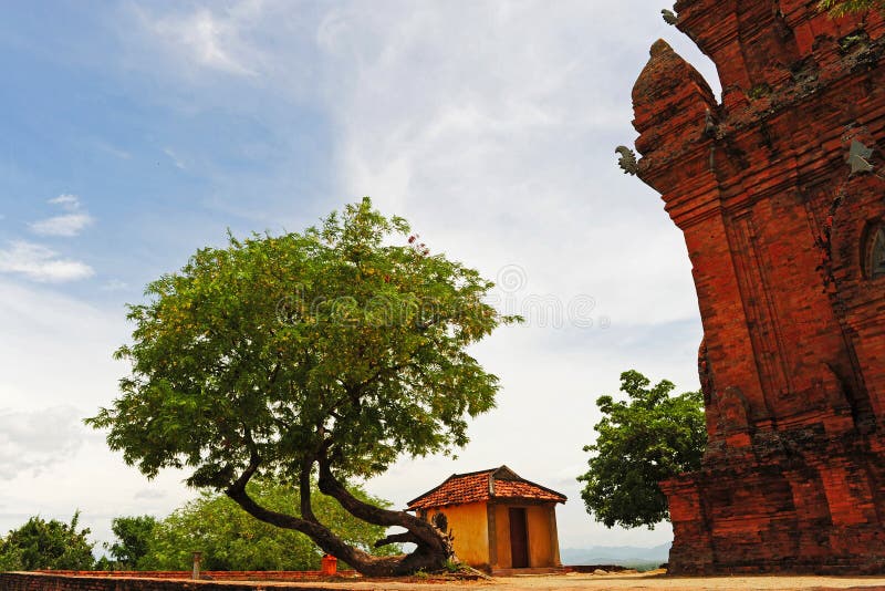 Tree and Small House Next To the Temple Stock Photo - Image of walls ...