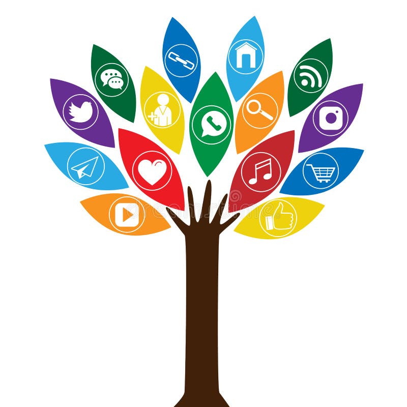 Tree with Social Network Icons on the Foliage. Infographic Element ...