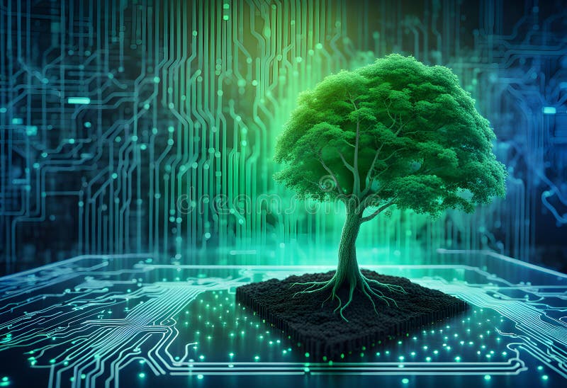 Tree with Soil Growing on the Converging Point of Computer Stock ... Tree with Soil Growing on the Converging Point of Computer Stock ...