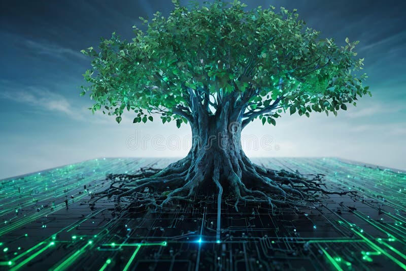 Tree with Soil Growing on the Converging Point of Computer Circuit ... Tree with Soil Growing on the Converging Point of Computer Circuit ...