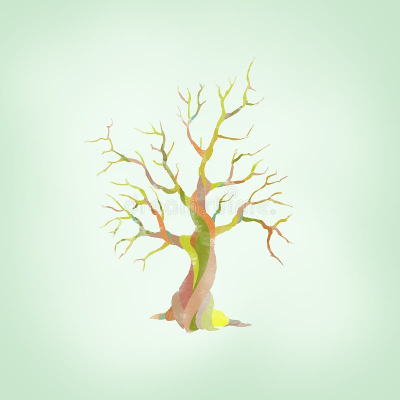 Wedding Tree with Asymmetric Crown Stock Illustration - Illustration of ...